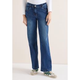 Loose-fit-Jeans Cecil, Damen, Gr. 36, L&auml;nge 30, mid blau wash, Jeans, 84% Baumwolle, 14% Polyester, 2% Elasthan, unifarben, lang, Jeans, High Waist
