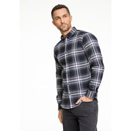Flanellhemd LINDBERGH "Freizeithemd Relaxed Fit", Herren, Gr. M, Normalgr&ouml;&szlig;en, schwarz, Obermaterial: 98% Baumwolle, 2% Elasthan, Hemden