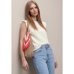 Shirttop Street One, Damen, Gr. 40, wei&szlig; (sanftes wei&szlig;), Jersey, Obermaterial: 60% Baumwolle, 35% Polyester, 5% Elasthan, unifarben, regular fit normal, V-Ausschnitt, Tops Shirttop, mit Lochspitze