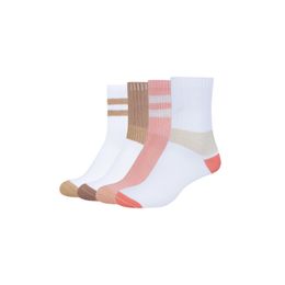 Socken Camano "Socken silky touch colourblock Lurex 4er Pack", Damen, Gr. 35-38, lantana, 72% Baumwolle, 20% Polyester, 6% Metallische Fasern, 2% Elasthan, Colorblocking, Socken Socken, 4er Pack Dezente Lurex-Details f&uuml;r einen edlen Look, Druckfreier Sitz