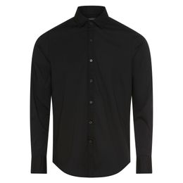 Langarmhemd Replay, Herren, Gr. M, N-Gr, schwarz, Web, Obermaterial: 97% Baumwolle, 3% Elasthan, unifarben, slim fit normal, 1-Knopf-Manschette, Hemden, mit Kentkragen, Slim Fit