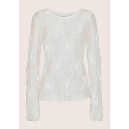 Madeleine Mode Langarmshirt MADELEINE "Spitzenbluse Elegantes Langarmshirt aus Spitze, transparent", Damen, Gr. 38, wei&szlig; (wollwei&szlig;), Obermaterial: 98% Polyamid PA. 2% Elasthan EL., Modern, Shirts Langarmshirt, Transparente Spitze