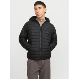 Jack & Jones Steppjacke JACK & JONES "JJESTATE HYBRID JACKET NOOS", Herren, Gr. XL, schwarz, Web, Obermaterial: 100% Polyester, unifarben, regular fit taillenbedeckt, ohne Ausschnitt, elastischer Bund, Jacken Steppjacke, mit Kapuze