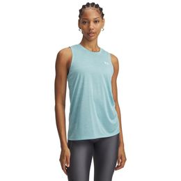 Tanktop Under Armour "TECH TANK TWIST", Damen, Gr. M, blau haze,, wei&szlig;, Obermaterial: 100% Polyester, Rundhals, Tops Tanktop, gerader Abschluss, Rundhalsausschnitt, sportlicher Stil