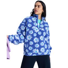 Fleecepullover Roxy "Jive Talking Bonded", Damen, Gr. XL, blau (coconut milk flower soul), Obermaterial: 100% Microfaser;, Sweatshirts Fleecepullover