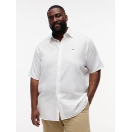 Tommy Hilfiger Big & Tall Kurzarmhemd "BT- LINEN BLND SOLID", Herren, Gr. 5XL, N-Gr, wei&szlig;, Web, Obermaterial: 52% Baumwolle, 48% Leinen, TOMMY HILFIGER BIG & TALL, regular fit, Hemden, Gro&szlig;e Gr&ouml;&szlig;en, Button-down-Kragen, regular fit