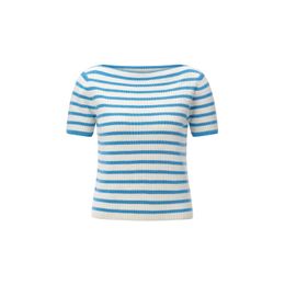 T-Shirt RICHROYAL, Damen, Gr. L, sailor sky, Single Jersey, Obermaterial: 100% Baumwolle, gestreift, regular fit taillenbedeckt, U-Boot-Ausschnitt, eingesetzt gerader Abschluss, Shirts T-Shirt, Regular fit mit U-Boot-Ausschnitt