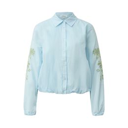 Langarmbluse s.Oliver, Damen, Gr. 46, sky blau, Web, Obermaterial: 100% Baumwolle, bestickt, l&auml;ssig geschnitten h&uuml;ftlang, Rundhals, elastischer Bund, Blusen, mit floralen Stickereien an den Armen