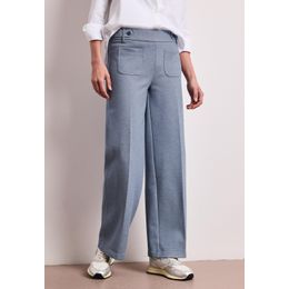 Stoffhose Street One, Damen, Gr. 38, L&auml;nge 28, hushed blau, Stoff, 80% Polyester, 16% Viskose, 4% Elasthan, unifarben, comfort fit kn&ouml;chelfrei, Hosen Stoffhose, Middle Waist