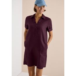 Blusenkleid Cecil, Damen, Gr. M (40), US-Gr&ouml;&szlig;en, rich burgundy, Stoff, 100% Leinen, unifarben, normal knielang, ohne Ausschnitt, abgesteppt, Kleider Blusenkleid, aus Leinen