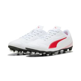 Fu&szlig;ballschuh Puma "VITORIA II FG/AG", Herren, Gr. 44,5, Puma wei&szlig;, Puma rot, Synthetik, Schuhe Fu&szlig;ballschuh, f&uuml;r Rasen- und Kunstrasenpl&auml;tze, mit Schn&uuml;rung, aus Synthetik