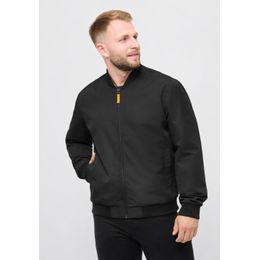 Regen- und Matschjacke Derbe "Blousby", Herren, Gr. L, jet schwarz_orange, Obermaterial: 100% Polyester; Futter: 100% Polyester, normal, Rundhals, elastischer Bund, Jacken, wasserabweisend, winddicht, Kapuze