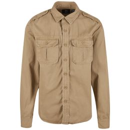 Langarmhemd Brandit "Brandit Herren Vintage Shirt", Herren, Gr. S, US-Gr&ouml;&szlig;en, camel, 100% Baumwolle, unifarben, normal, Hemden