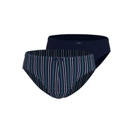 G&ouml;tzburg Slip G&Ouml;TZBURG "Edingburgh", Herren, Gr. 6, blau, dunkel, streifen, Single Jersey, Obermaterial: 95% Baumwolle, 5% Elasthan, eng, Unterhosen Slip, gestreift, basic, eng, mit Logo, atmungsaktiv, mit Logo, Baumwollmix