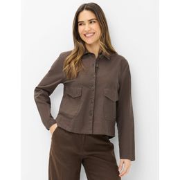Klassische Bluse Brax "Style VEGA", Damen, Gr. 36, dunkelbraun, Web, 55% Leinen, 45% Baumwolle, Blusen Bluse