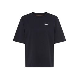 T-Shirt BOSS Orange "Eregular Premium Damenmode", Damen, Gr. M, navy 408, Single Jersey, Obermaterial: 100% Baumwolle, unifarben, relaxed fit normal, Rundhals, Shirts T-Shirt, mit Logo-Detail, Relaxed Fit