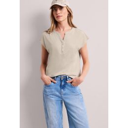 T-Shirt Street One, Damen, Gr. 36, clay sand, Web, 50% Modal, 50% Baumwolle, unifarben, normal normal, Rundhals, abgesteppt, Shirts T-Shirt, mit geschlitztem Rundhalsausschnitt