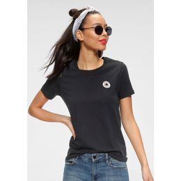 T-Shirt Converse "CORE CHUCK PATCH TEE", Damen, Gr. S, Converse schwarz, Obermaterial: 62% Baumwolle, 33% Polyester, 5% Elasthan, Shirts T-Shirt