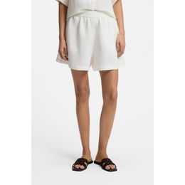 Shorts BOSS Orange "Tallan Premium Damenmode", Damen, Gr. 42, N-Gr, open wei&szlig; 118, Leinenmischung, Obermaterial: 53% Leinen, 47% Viskose, unifarben, kurz, Hosen Shorts, aus einem Leinen-Mix
