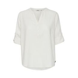 Langarmbluse oxmo "Langarmbluse OXAnja", Damen, Gr. 40, wei&szlig; (sanftes wei&szlig;), Obermaterial: 55% Leinen LI. 45% Viskose CV., Blusen