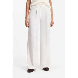Anzughose BOSS Orange "Tiwi Premium Damenmode", Damen, Gr. 42, N-Gr, open wei&szlig; 118, Web, Obermaterial: 87% Polyester, 13% Elasthan, unifarben, normal, Hosen Anzughose, Wide Leg mit B&uuml;gelfalte