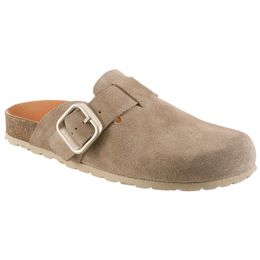 Clog VERBENAS "RIO SERRAJE", Herren, Gr. 36, beige, Veloursleder, unifarben, Schuhe Clog, Hausschuh, Sommerschuh, Schlupfschuh mit verstellbarer Schnalle