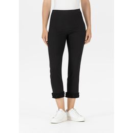 3/4-Hose Stehmann "Waterford-640", Damen, Gr. 46, N-Gr, schwarz, Web, Obermaterial: 65% Baumwolle, 31% Polyamid, 4% Elasthan, unifarben, figurbetont 3/4-L&auml;nge, Hosen, 3/4-L&ouml;&auml;nge mit R&uuml;schen am Beinabschluss