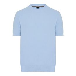 Kurzarmpullover BOSS "Nilton", Herren, Gr. XL, light, pastel blau450, Strick, Obermaterial: 100% Baumwolle, gestreift, regular fit normal, Rundhals, Rippstrickb&uuml;ndchen, Pullover, Premium Menswear Business-Casual-Look, Strukturstrick-Material