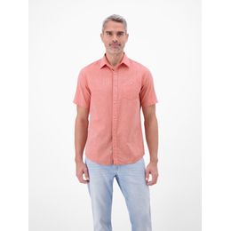 Kurzarmhemd Lerros, Herren, Gr. XL, N-Gr, vivid rot, Web, Obermaterial: 80% Baumwolle, 20% Leinen, unifarben, regular fit normal, ohne Ausschnitt, gerader Abschluss, Hemden, mit Logo Stickerei