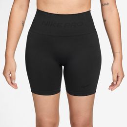 Trainingstights Nike "Nike Pro Seamless Women's Dri-FIT High-Waisted 5" Biker Shorts", Damen, Gr. XS, N-Gr, schwarz, Obermaterial: 58% Nylon, 35% Polyester, 7% Elasthan, Hosen, nahtlos, hoher Bund, sportlicher Stil