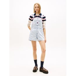 Kurzoverall Tommy Jeans "MIA DUNGAREE SHORT EXT BJ6014", Damen, Gr. L (40), N-Gr, denim light, Denim/Jeans, Obermaterial: 100% Baumwolle, unifarben, relaxed fit kurz, Overalls Kurzoverall, im l&auml;ssigen Latzhosen-Design