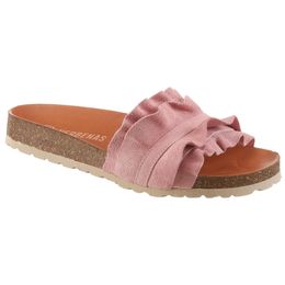 Pantolette VERBENAS "Rocio Roda", Damen, Gr. 36, rose, Veloursleder, unifarben, Schuhe Pantolette, Sommerschuh, Flat mit geschwungenen Laschenstoff