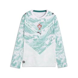 Trainingsshirt Puma "Portugal Langarm-Ausw&auml;rtstrikot Jugendliche", Jungen, Gr. 128, wei&szlig; gr&uuml;n lagoon, Obermaterial: 100% Polyester. Rippe: 100% Polyester. Einsatz: 100% Polyester, clean, regular fit, Rundhals, Shirts