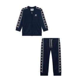 Trainingsanzug Champion "Sports-inspired Toddler Terry Full Zip Sweatsuit with tape detailing", Jungen, Gr. 86, nava, nava, Obermaterial: 54% Baumwolle, 46% Polyester, Sportanz&uuml;ge Trainingsanzug, zweiteiliges Set, mit Rei&szlig;verschluss, aus Baumwolle und Polyester