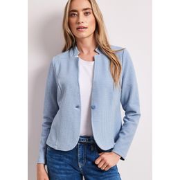 Sweatblazer Street One, Damen, Gr. 40, cashmere blau, Jersey, 71% Polyester, 26% Viskose, 3% Elasthan, unifarben, normal normal, V-Ausschnitt, B&uuml;ndchen, Blazer, Jersey