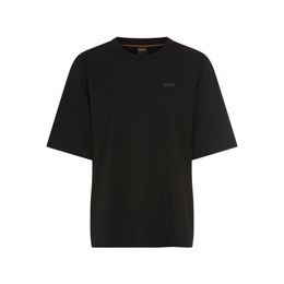T-Shirt BOSS Orange "Eregular Premium Damenmode", Damen, Gr. XL, schwarz 001, Single Jersey, Obermaterial: 100% Baumwolle, unifarben, relaxed fit normal, Rundhals, Shirts T-Shirt, mit Logo-Detail, Relaxed Fit