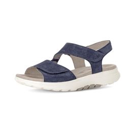 ROLLINGSOFT Damen Sandalette, Gr. 44, blau, Ziegenveloursleder, Schuhe, Keilabsatz, Riemchensandale in Komfortweite G (=weit)