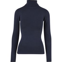 Rundhalspullover Urban Classics "Urban Classics Damen Ladies Knitted Turtleneck Sweater", Damen, Gr. XXL, navy, 70% Viskose, 30% Polyamid, unifarben, slim fit, herzf&ouml;rmiger Ausschnitt, Pullover Rundhalspullover