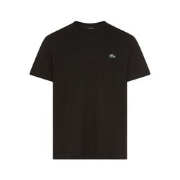 T-Shirt Lacoste, Damen, Gr. 3, schwarz, Jersey, Obermaterial: 65% Baumwolle, 35% Polyester, unifarben, regular fit normal, Rundhals, abgesteppte Kante, Shirts T-Shirt, Rundhalsausschnitt, Regular Fit, elastisch und atmungsaktiv
