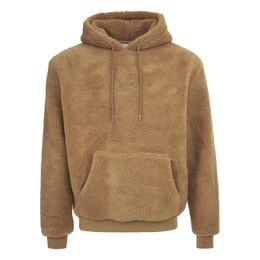 Kapuzensweatshirt Karl Kani "Karl Kani Herren KM213-064-2 Small Signature Teddy Hoodie", Herren, Gr. S, sand, 100% Polyester, Sweatshirts