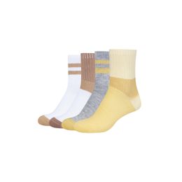 Socken Camano "Socken silky touch colourblock Lurex 4er Pack", Damen, Gr. 39-42, lemon grass, 72% Baumwolle, 20% Polyester, 6% Metallische Fasern, 2% Elasthan, Colorblocking, Socken Socken, 4er Pack Dezente Lurex-Details f&uuml;r einen edlen Look, Druckfreier Sitz