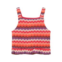 Stricktop s.Oliver JUNIOR, M&auml;dchen, Gr. 140, coral rot, Jersey, Obermaterial: 98% Polyester, 2% Elasthan, gemustert, loose fit normal, Rundhals, Tops Stricktop, mit Strick Muster