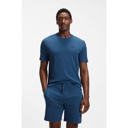 Pyjamaoberteil BOSS "Waffle T-Shirt", Herren, Gr. M, open blau 462, Obermaterial: 60% Baumwolle, 40% Polyester, regular fit, Rundhals, Shirts