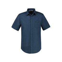 Kurzarmhemd Lerros, Herren, Gr. XL, N-Gr, classic navy, Web, Obermaterial: 80% Baumwolle, 20% Leinen, unifarben, regular fit normal, ohne Ausschnitt, gerader Abschluss, Hemden, mit Logo Stickerei