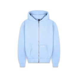 Sweatjacke DROPSIZE "Dropsize Herren Super Heavy Blank Zip-Hoodie", Herren, Gr. XL, babyblau, 70% Baumwolle, 30% Polyester, unifarben, Sweatjacken Sweatjacke