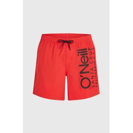 O`Neill Badeshorts O'NEILL "ORIGINAL CALI 16'' SWIMSHORTS", Gr. L (52), N-Gr, high risk rot, Obermaterial: 100% Polyester, Badehosen Badeshorts, mit seitlichen Eingrifftaschen und Ges&auml;&szlig;tasche, mit Stickerei am Bein