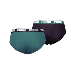 Slip Puma "Puma MEN EVERYDAY BRIEFS 2P", Herren, Gr. M, emerald ice, schwarz, Jersey, Obermaterial: 95% Baumwolle, 5% Elasthan, eng, Unterhosen Slip, mit Logobund