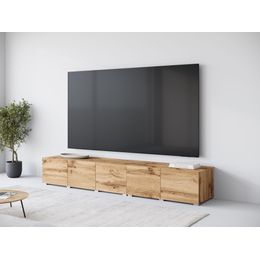 Lowboard OTTO HOME "Denver 250 cm f&uuml;r bis zu 98-Zoll TVs - Weltmeisterschaft im XXL Format", votan eichefarben, B:250cm H:39,9cm T:49cm, FSC-zertifizierter Holzwerkstoff, Sideboards, Lowboard, Wahlweise mit oder ohne offenes Fach in der Mitte