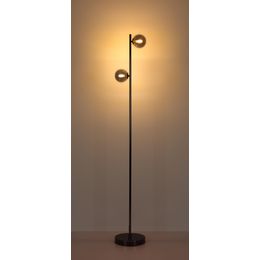 OTTO HOME Stehlampe "Aivven, Metall schwarz-chromfarben, rauchfarbenes Glas", schwarz (schwarz, chrom, rauchfarben), 2, &Oslash; 10cm H: 150cm, 1 Stk., Leuchten, 180cm Kabell&auml;nge, 2x LED exkl., Stehlampe