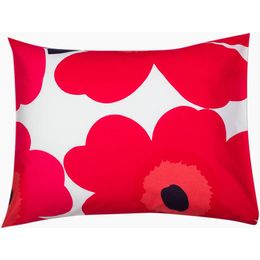 Kissenbezug Marimekko "UNIKKO", wei&szlig;, rot, B:80cm H:1cm L:80cm, Perkal (Bio-Baumwolle), Obermaterial: 100% Baumwolle, Kissenbez&uuml;ge, Kissenbezug, passend zum Bettbezug UNIKKO